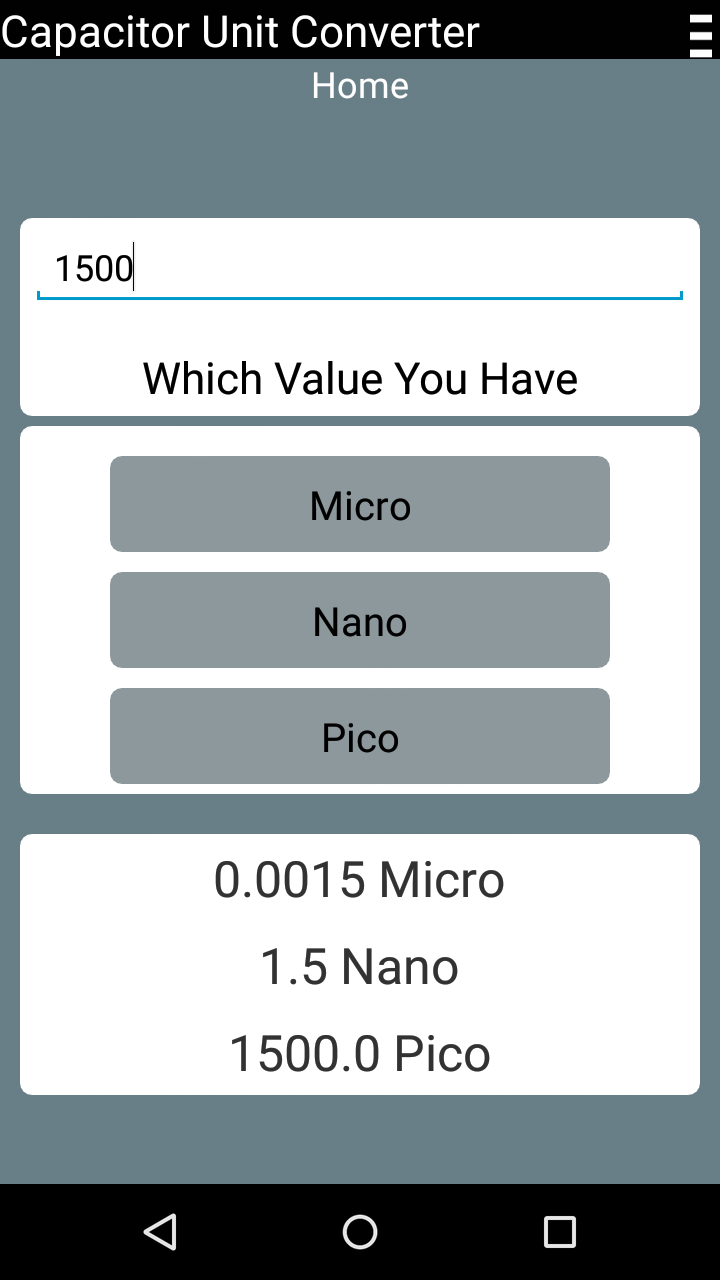 Aplicación Capacitor Unit Converter en Amazon Appstore