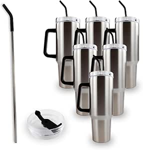 Amazon.com: Hogg 6 pack 40oz Traveler - Clear Silver, 40 oz Sublimation Tumblers Bulk ...