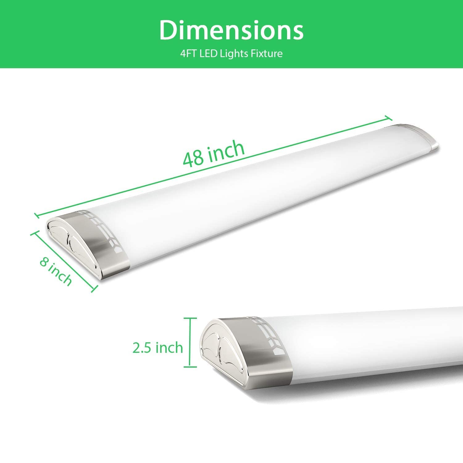 4FT LED Flush Mount Linear Lights Dimmable 50W 5500LM Kitchen Light ...