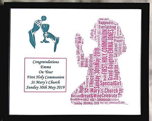 Personalised First Holy Communion Word Art, Boy or Girls Design (F ...
