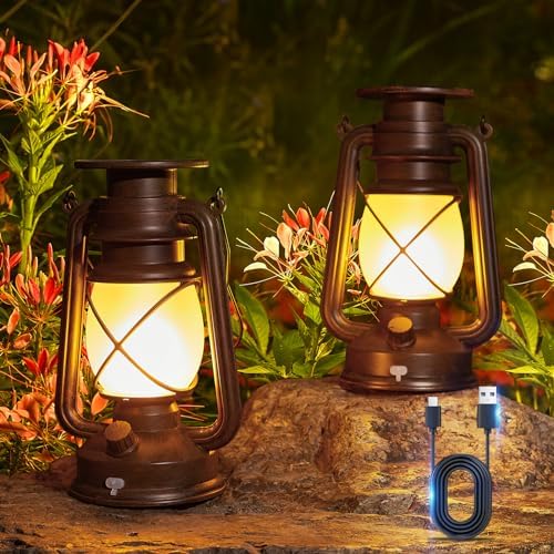 Amazon.com: KOOPER Solar Lantern Outdoor Lights, Vintage Flickering ...