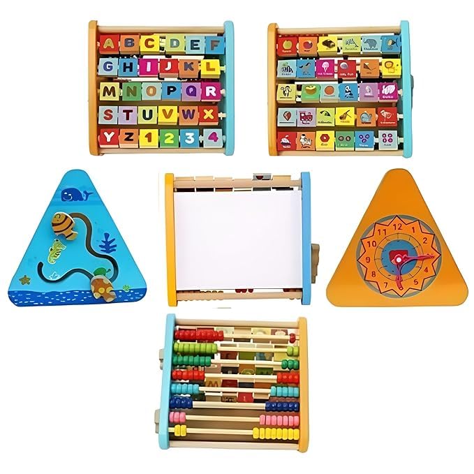 Buy 5 in 1 Wooden Activity Triangle for Kids Brain Development-Learn ...