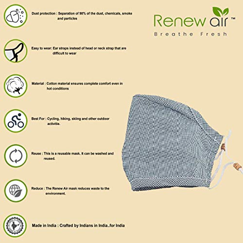RENEWAIR Air Reusable And Washable N95 Pm2.5 Anti Pollution Dust Face ...