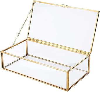 Amazon.co.jp: [Ohget] ジュエリーボックス 金色 ガラス製 長方形 小物入れ ネックレス・指輪・アクセサリー・宝石収納ケース ディスプレイ用ボックス (サイドガラスです ...