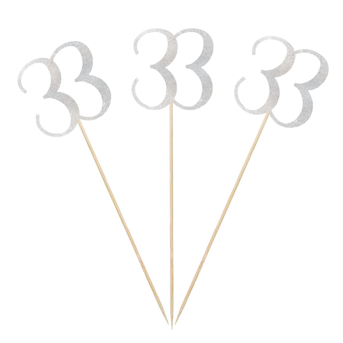 Amazon.com: Silver Glitter 33rd Birthday Centerpiece Sticks, 12-Pack ...
