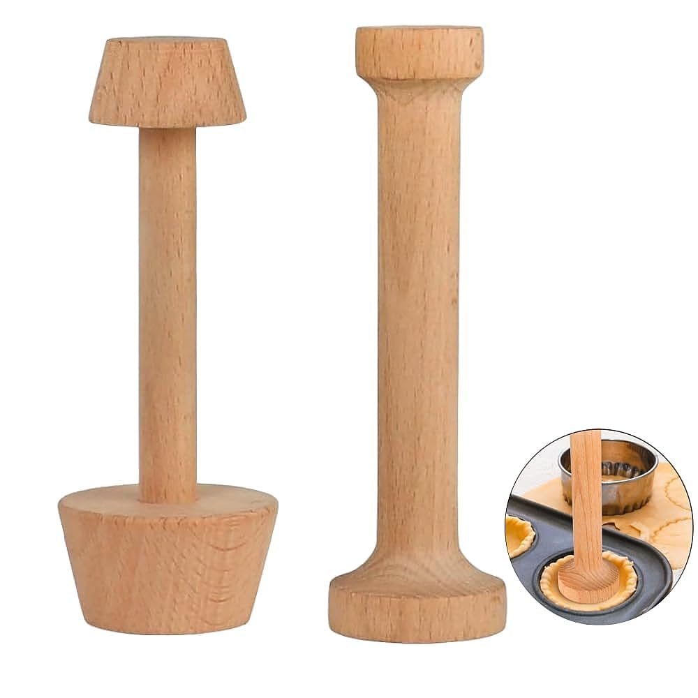 Amazon.com: POFUIERKN Double Sided Wooden Tart Tamper Set Tart Pan ...