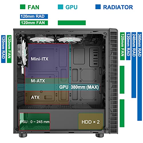 Snapklik.com : MUSETEX 6 RGB LED Dual Fans 2 Translucent Tempered Glass ...
