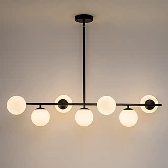 HuisMier 7 Lights Modern Black Sputnik Chandelier Mid Century Glass ...