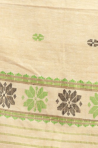 Buy Exotic India Almond-Oil Eri Silk Shawl from Assam with Woven ...