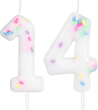 Amazon.com: Girls Colorful 14th Birthday Candle, Colorful Sprinkles ...