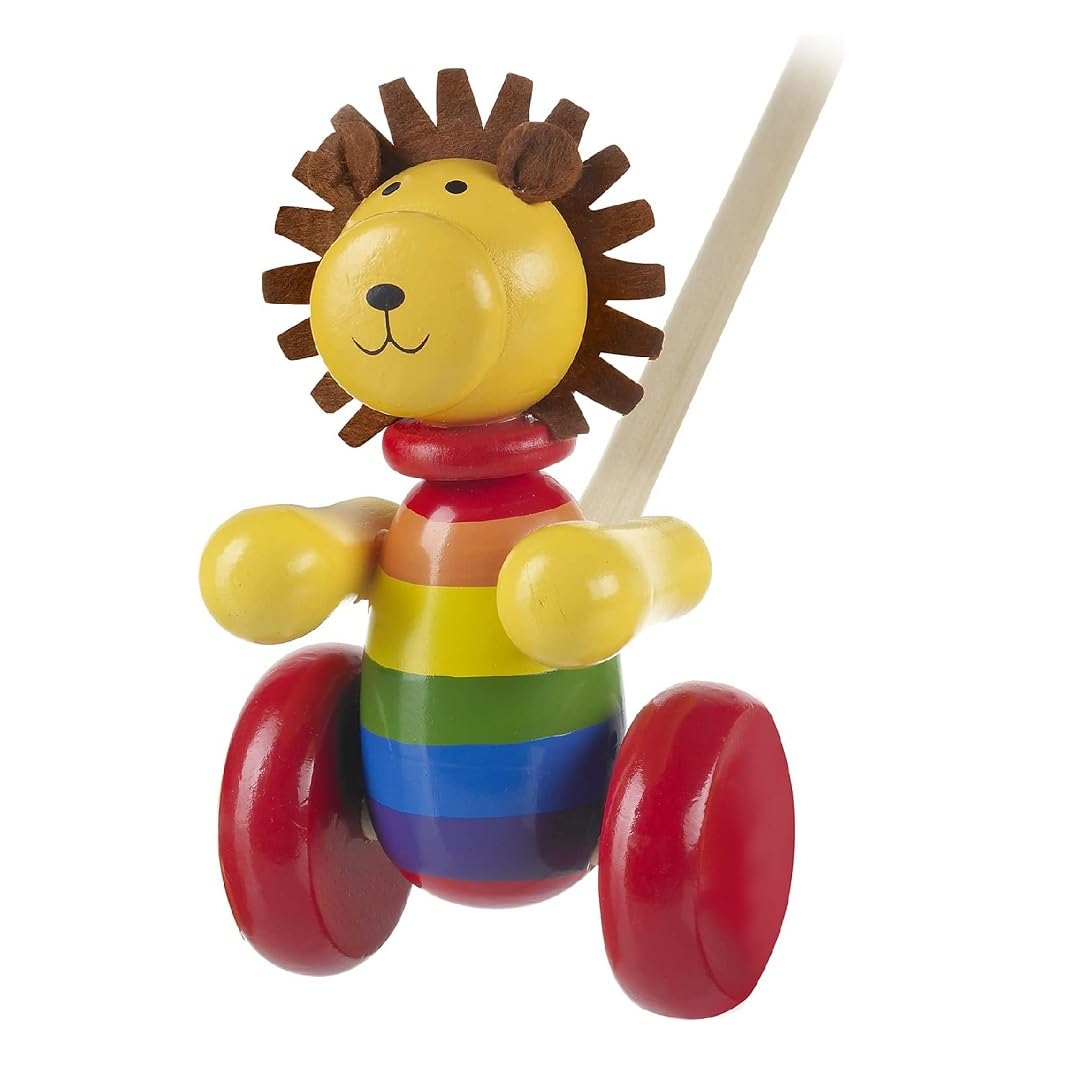 Lion Push Along Toy - Animal Push and Pull Along Toys for 1 Year Olds ...