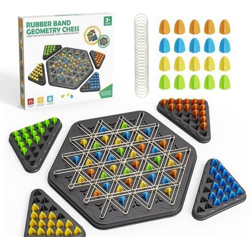 Chain Triangle Chess Game, Engaging Triggle Rubber Band Strategy Game ...