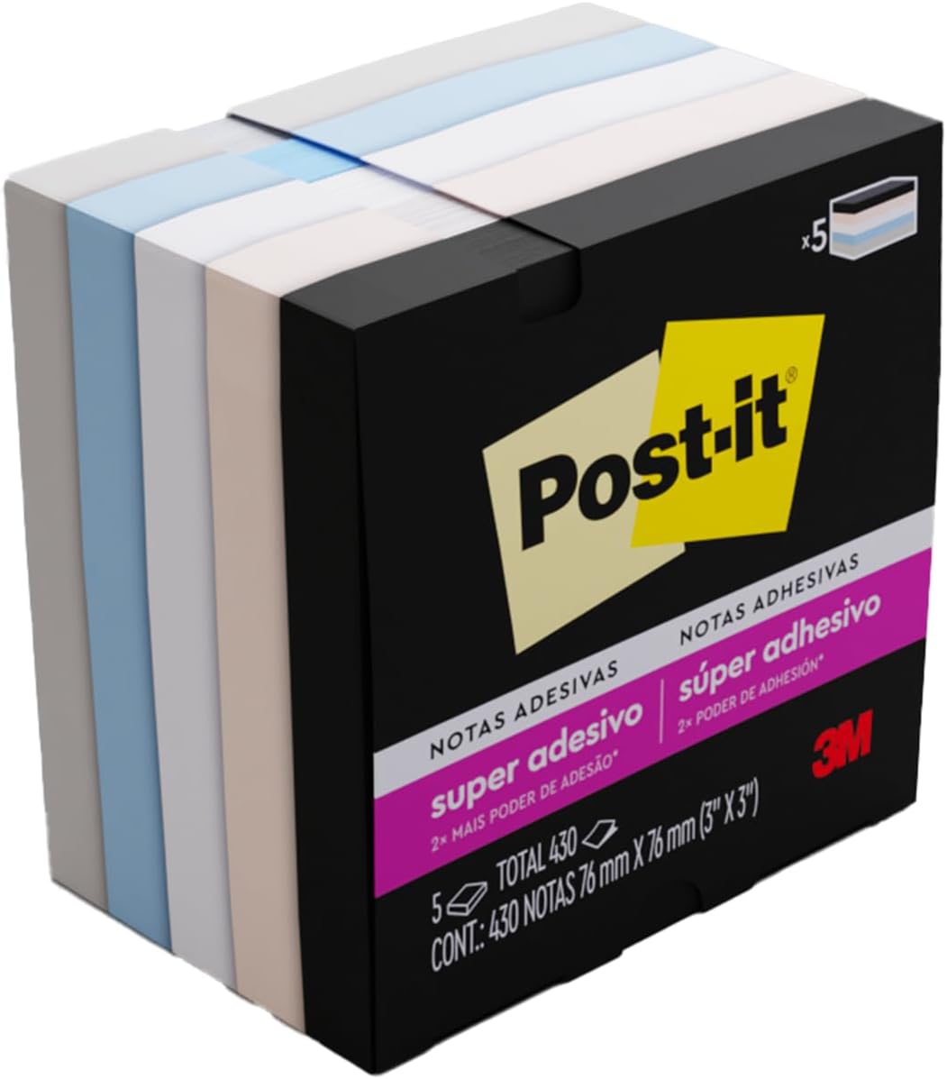 Post-it, 3M, Bloco de Notas Adesivas, Coleção Serenidade, 76x76, 430 ...