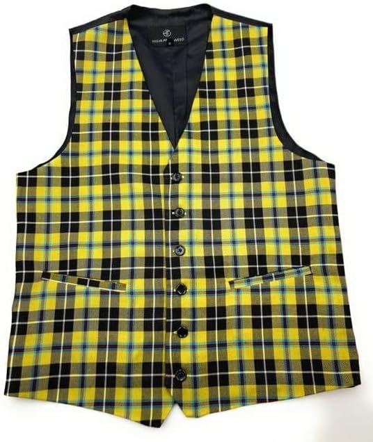 Cornish National Tartan Waistcoat, Yellow and Black Plaid Pattern, Six ...