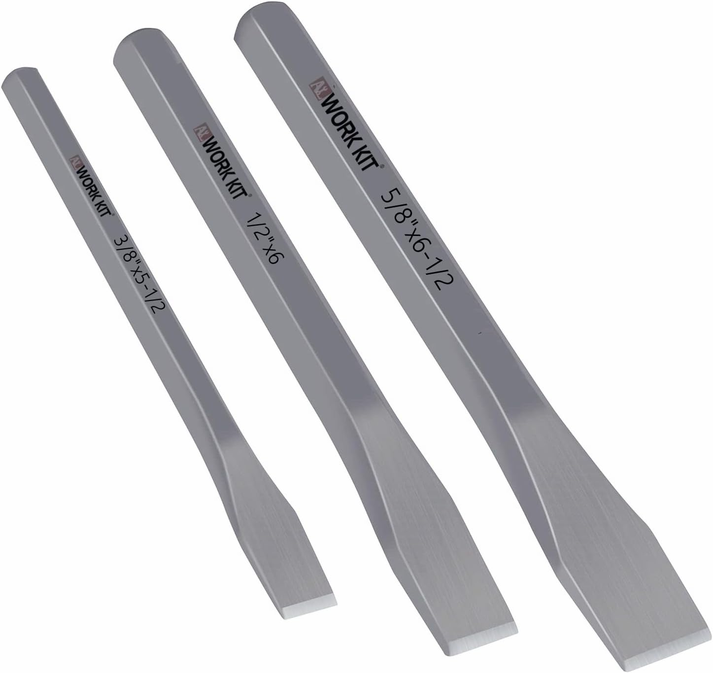 ALWORKKIT Heavy Duty Cold Chisels Set 3-Piece, Cr-v Steel, 3/8”, 1/2 ...