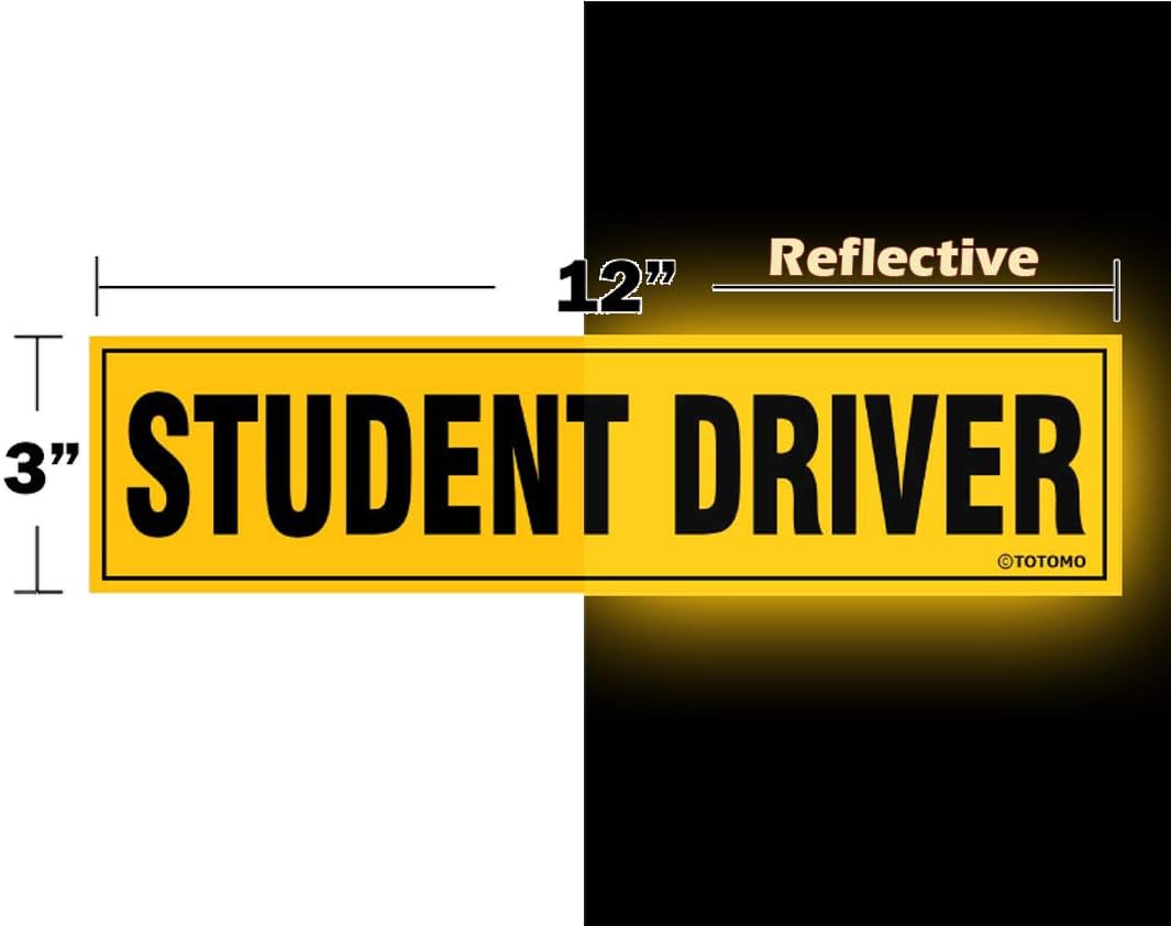 TOTOMO Student Driver Magnet for Car – Large 12″x3″ Magnetic Reflective ...