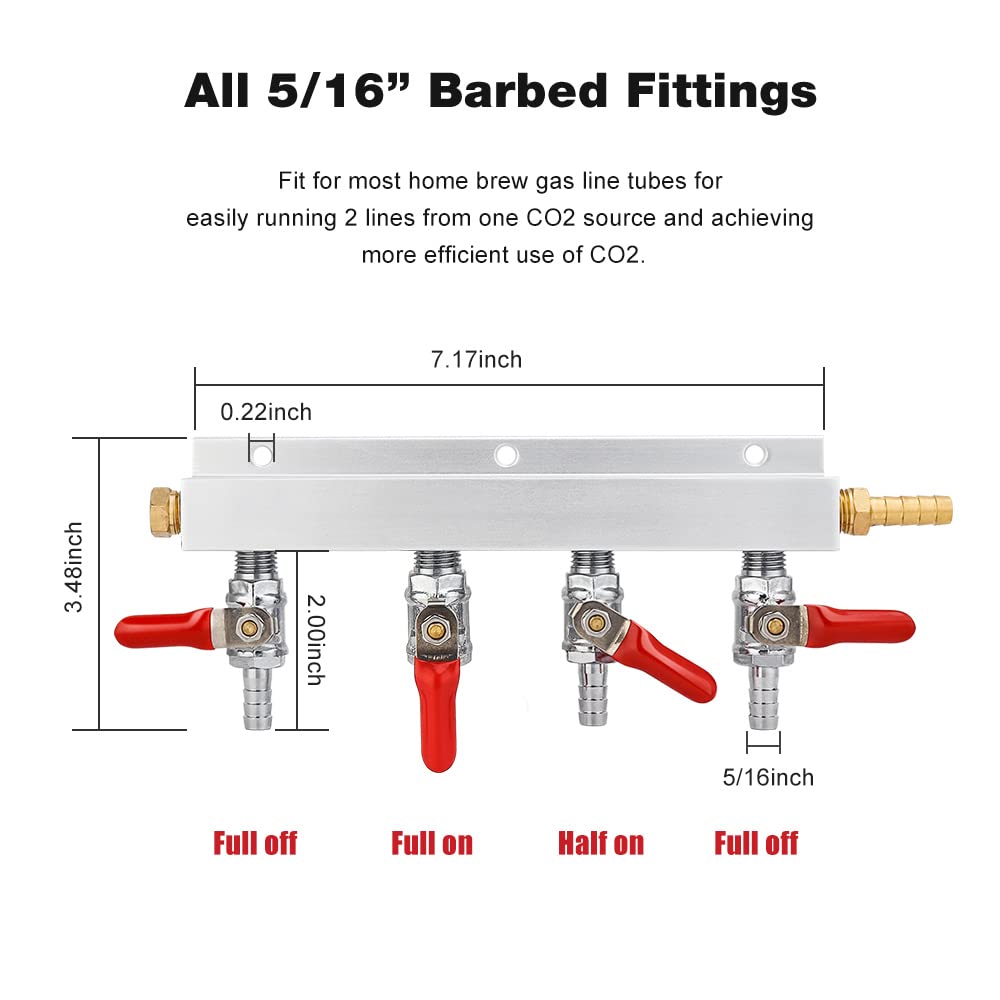 Snapklik.com : 4 Way Gas Manifold 5/16 Barbed Integrated Check Valves ...