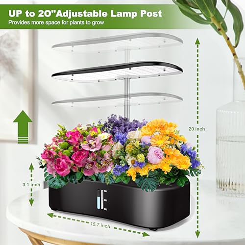 12-Pod Hydroponic Indoor Garden System with LED Grow Lights, Height ...