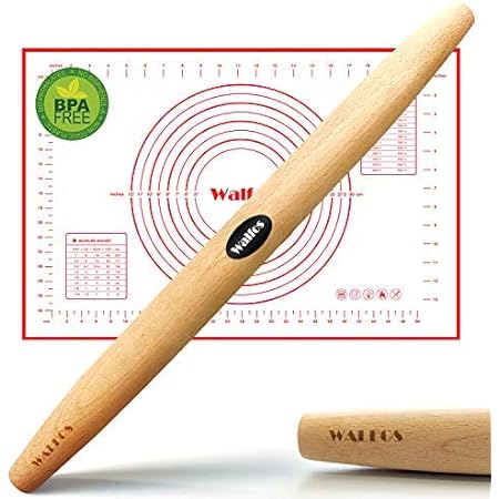 Amazon.com: Rolling Pin, QUELLANCE Wood French Roller Pin with Silicone ...