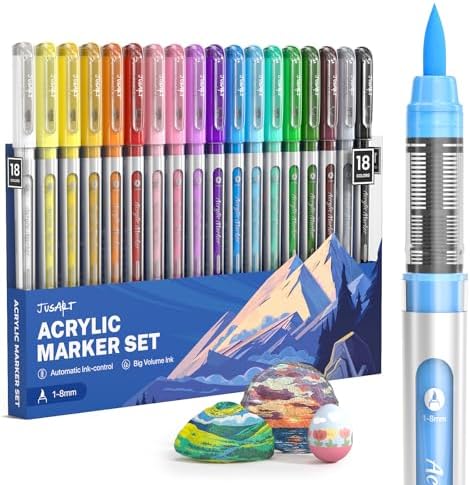 Amazon.com: JusArt Acrylic Paint Markers Brush Tip 30 Colors, Water ...