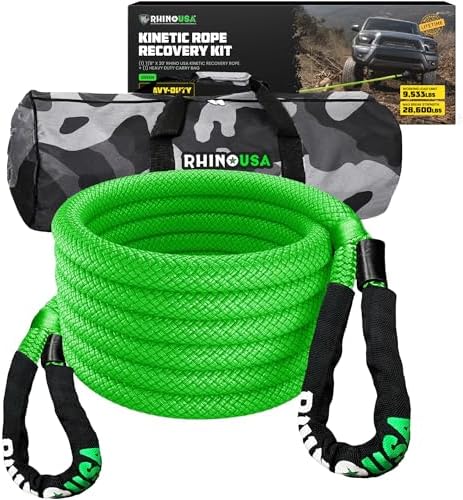 Rhino USA Kinetic Recovery Tow Rope Heavy Duty Offroad Snatch Strap for ...