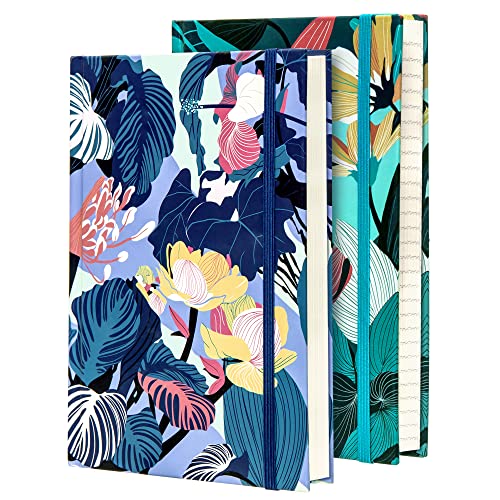 Labkiss Large Blank Hard Cover Notebooks, Plain Flower Journal for ...