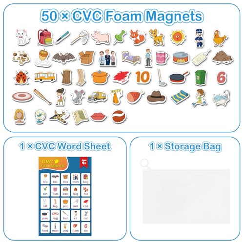 Snapklik.com : CVC Word Games, Phonics Games, 50 Foam Objects Fridge ...