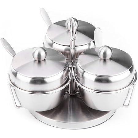 Amazon.com | Stainless Steel Condiment Seasoning Container Pots Set ...