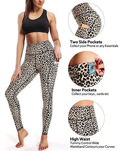 STYLEWORD Women's Leopard Pattern Print Yoga Pants High Waist Full ...