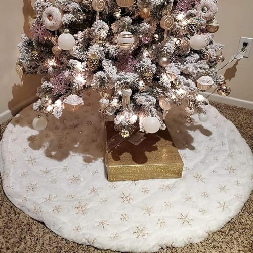 White Faux Fur Tree Skirt, 30'' Small Christmas Decoration Tree ...