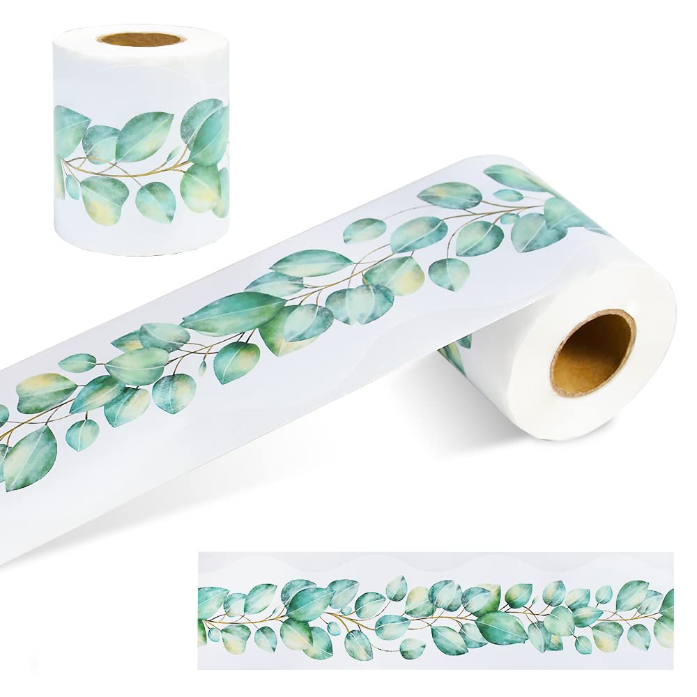 Buy 65.6 Feet Bulletin Board Borders Stickers Green Eucalyptus Leaves ...