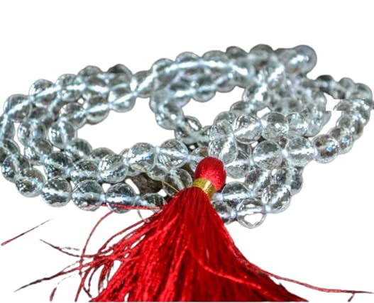 Seven-Hills Fabulous Clear Transparent Sphatik Mala Silver Chain Quartz ...
