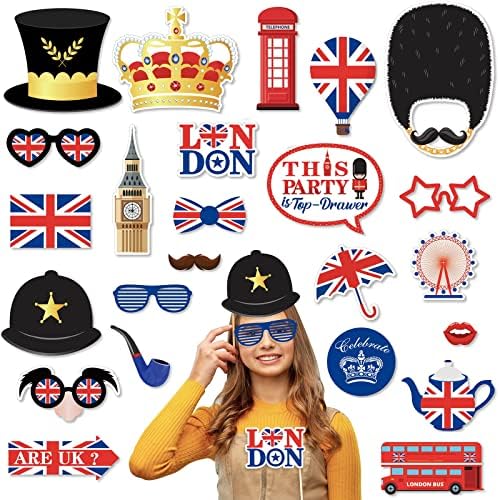 Union Jack Kings Coronation Photo Booth Props,25Pcs United Kingdom UK ...