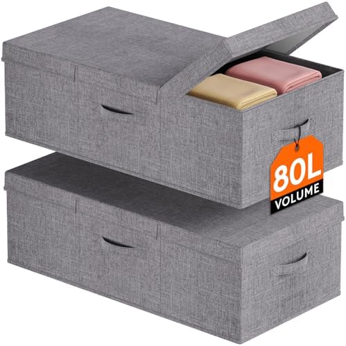 Amazon.com: Hoyula Deep Under Bed Storage Container, 2 Pack 10" High 31 ...