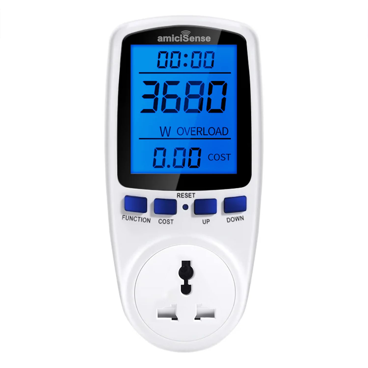 Amicisense Digital Socket Power Meter Energy Monitor For Voltage Amps ...