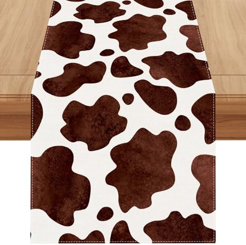 Amazon.com: Farmhouse Cow Print Table Runner Rustic Cowhide Table Cover ...