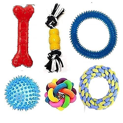Buy Smart Pups Dog Chew Toys Combo of Toys - Rainbow Ball, Teether, 2 ...