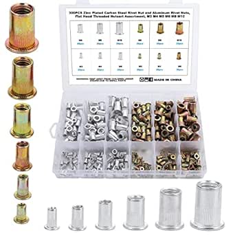HSEAMALL 300PCS M3 M4 M5 M6 M8 M10 Rivet Nuts Plated Carbon Steel ...