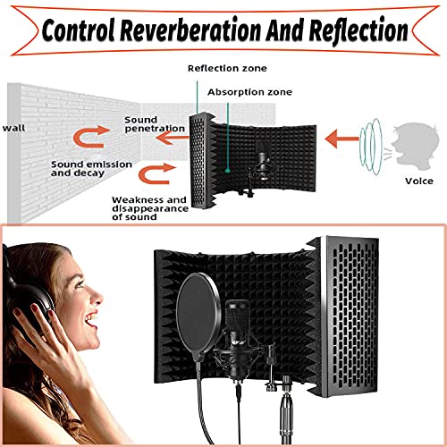 Microphone Isolation Shield with Tripod, Vocal Booth Isolation Shield ...