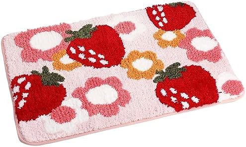 Cute Bath Mats for Bathroom Non Slip,Strawberry Bathroom Rugs,Fun Bath ...