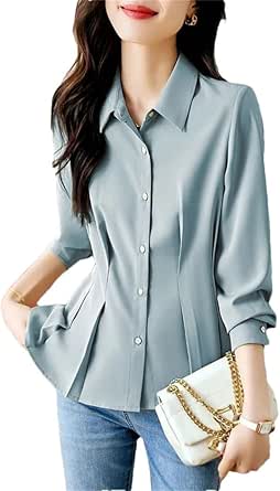 Amazon.com: Women and Elegant Style and Slimming and Intellectual Shirt ...
