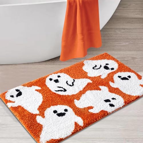Amazon.com: TRUEDAYS Halloween Bath Mat Cute Spooky White Black ...