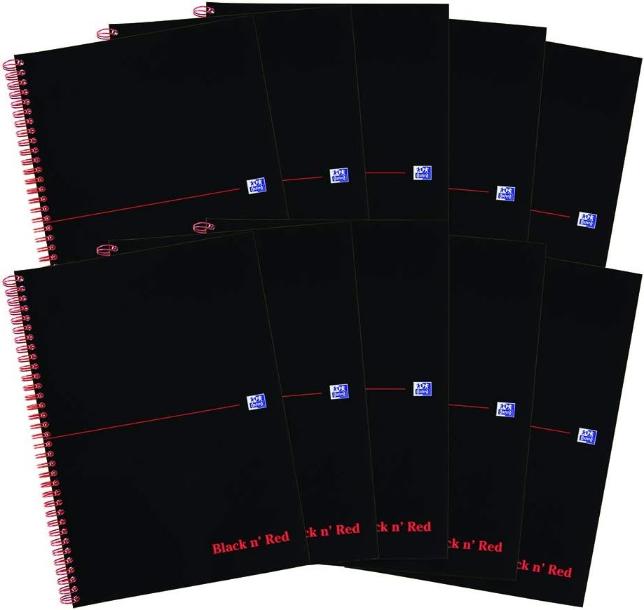 Oxford Black n' Red A4 Notebook, Glossy Hardback Wirebound, 140 pages ...