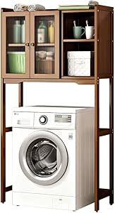Bamboo Washing Machine Cabinet, Floor Storage Unit Bath Cupboard with ...