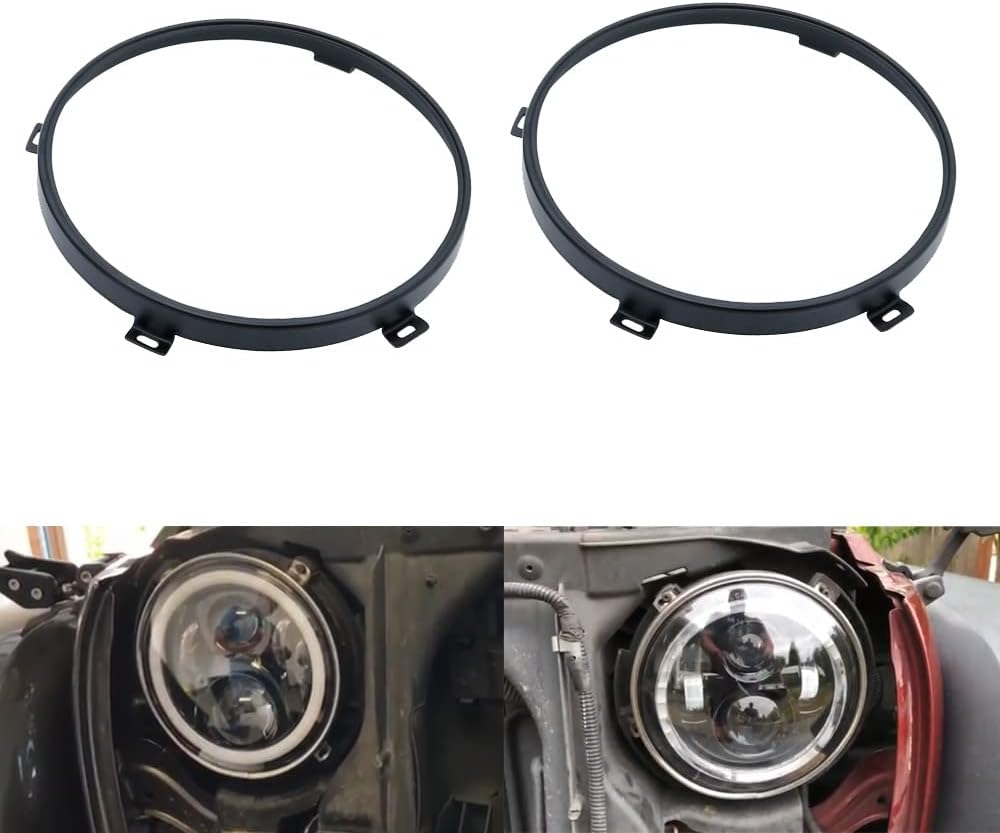 kkone Black 7'' Headlight Retaining Ring Headlamp Bezel for Jeep ...