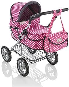 Molly Dolly Dolls Pram - Toy Pram With Adjustable Handle Height For 3-6 ...
