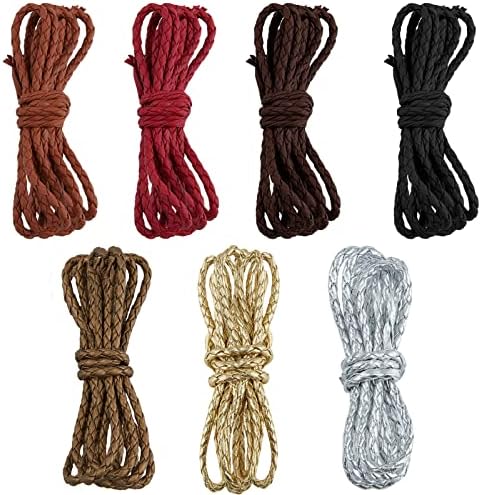 Amazon.com: SUPERFINDINGS 15.33 Yard 4mm Braided PU Leather Cords 7 ...