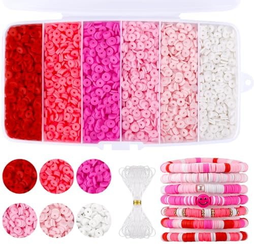 Amazon.com: Funtopia Pink Clay Beads for Bracelets - 6000 Pcs Polymer ...