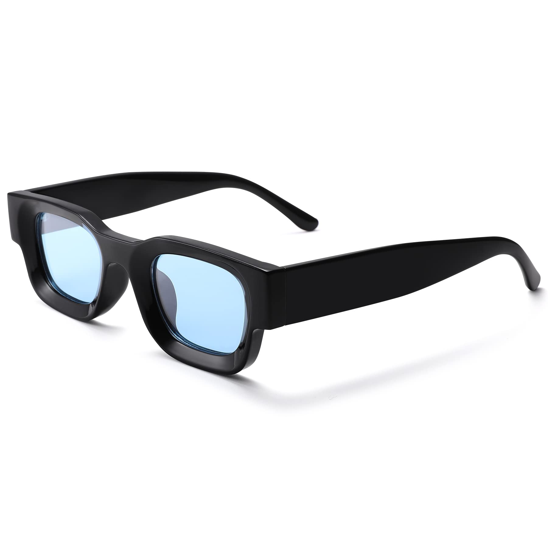 Thick Square Frame Sunglasses for Women Men Chunky Rectangle Retro ...