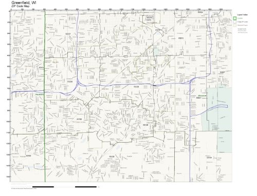 ZIP Code Wall Map of Greenfield, WI ZIP Code Map Not Laminated: Amazon ...